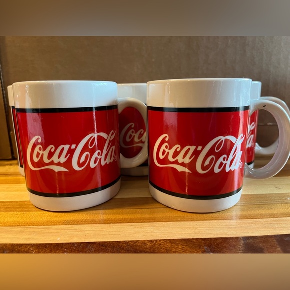 Coca Cola | Dining | Coca Cola Red And White Ceramic Mug Set Set Of 5 ...